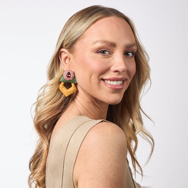 Delneshin Paper Mache Earrings - Eclectic Lane